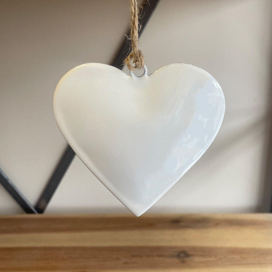 Enamel White Hanging Heart - 10cm or 12cm – Park Farm Plants